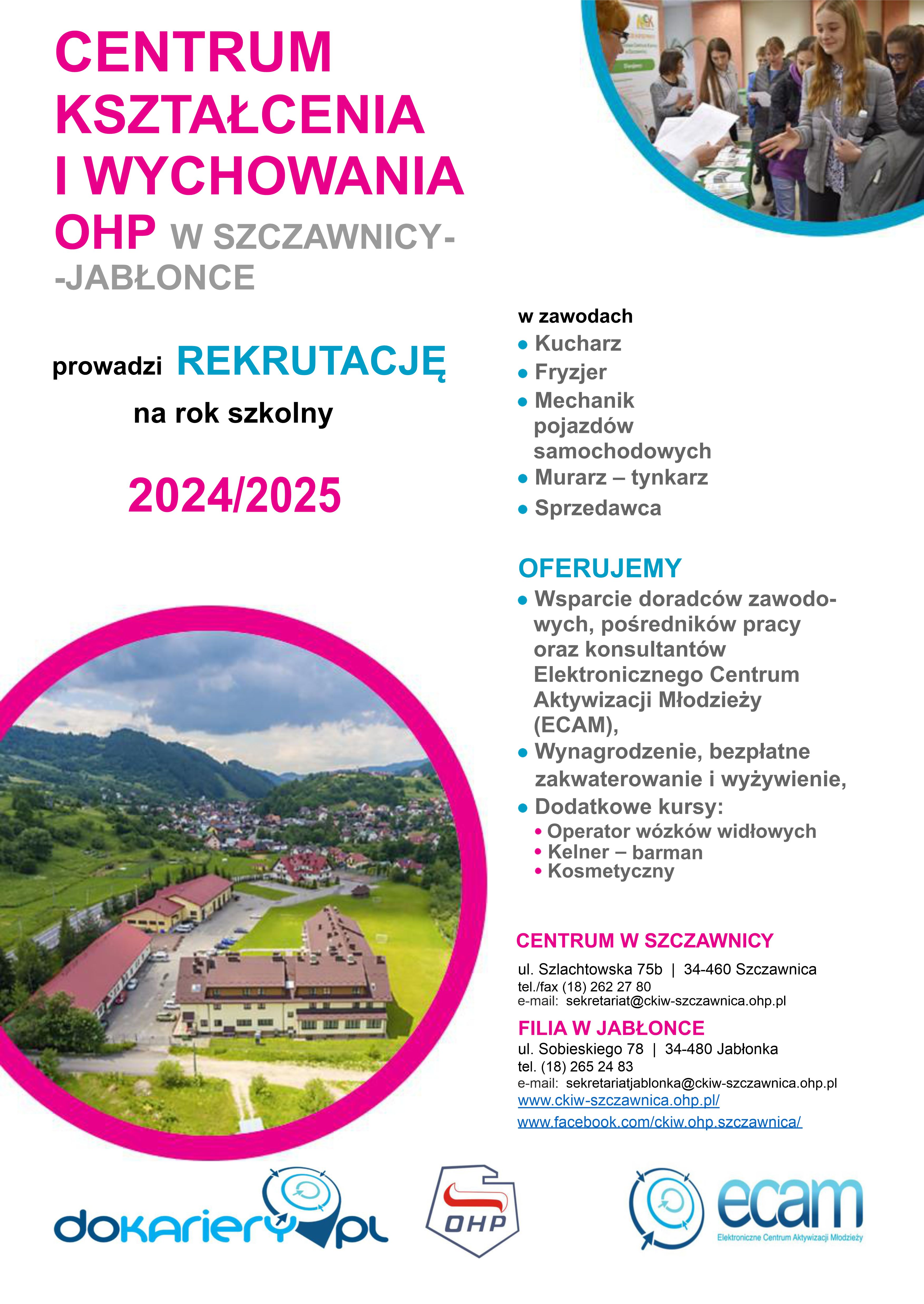 Nabór na wolne stanowisko - Wychowawca - OHP CKiW w Szczawnicy-Jabłonce